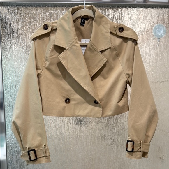 Windsor | Jackets & Coats | Windsor Tan Cropped Trench Coat With ...